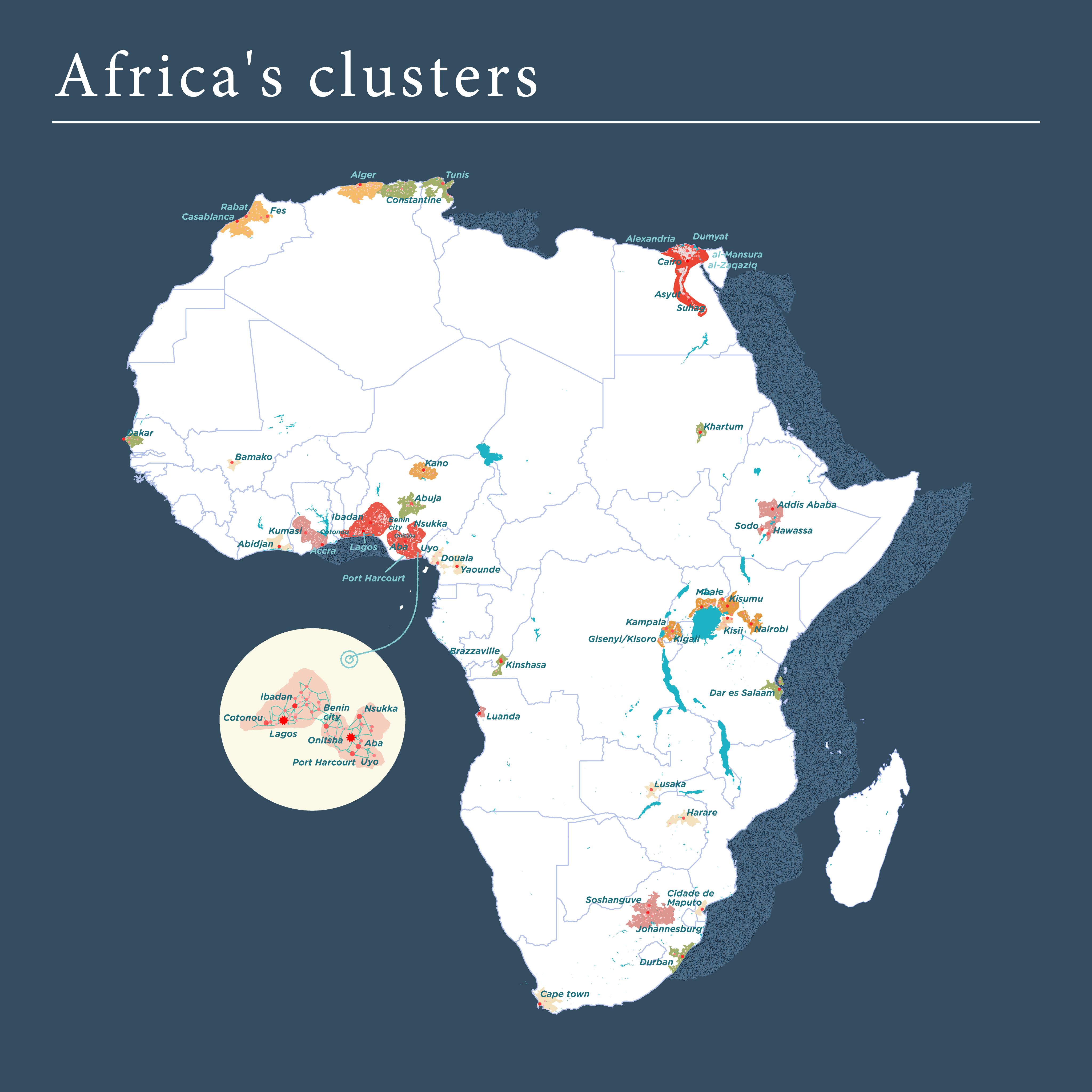 City clusters in Africa